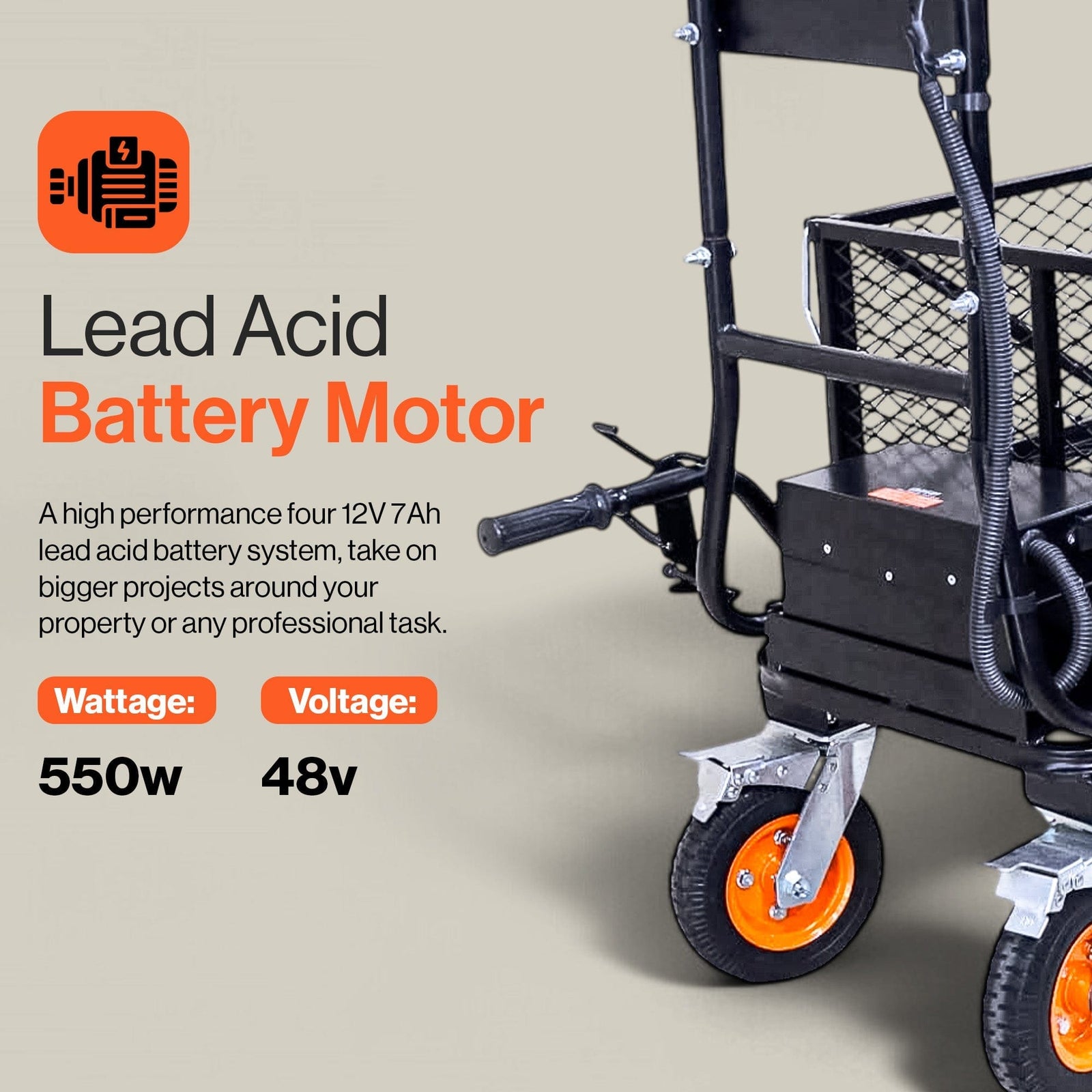 SuperHandy 48V AGM Electric Utility Cart | Heavy-Duty Power Wagon, 660 ...