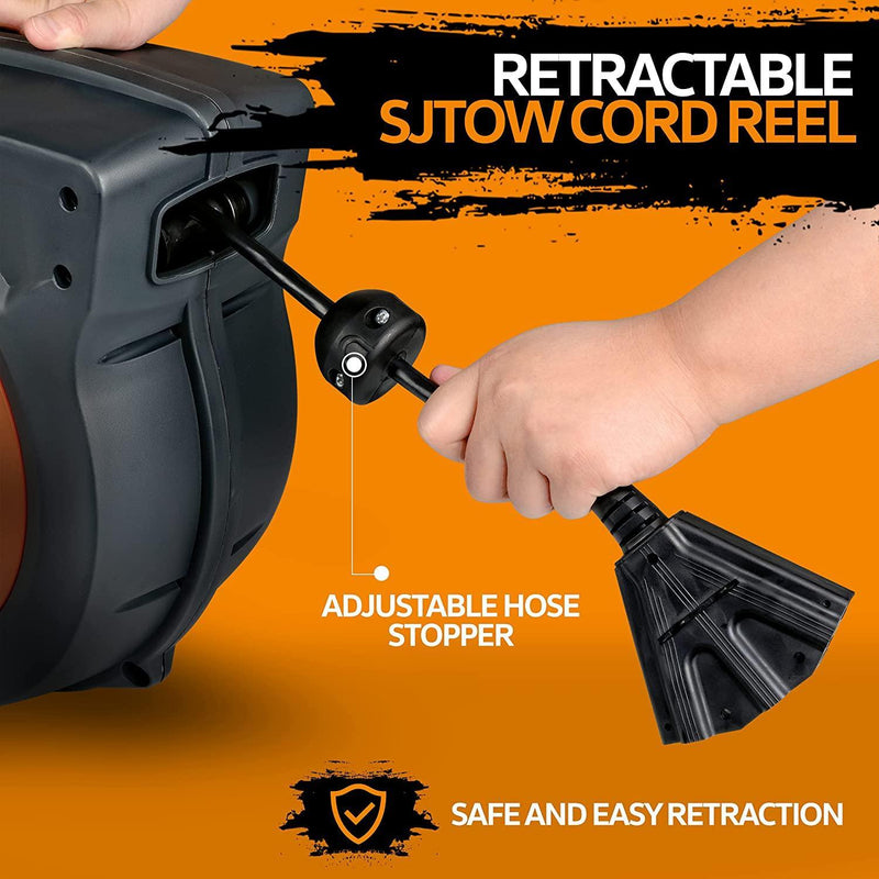 Enclosed Extension Cord Reel - 16AWG, 50' Ft Cord Length | SuperHandy ...