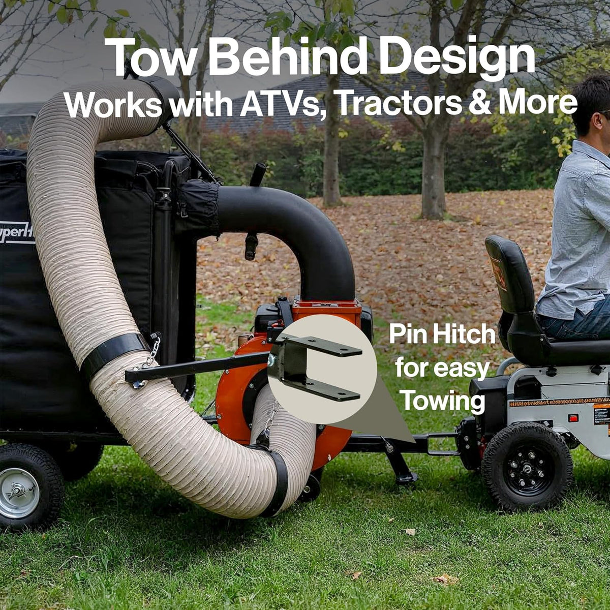 SuperHandy Towable Leaf and Lawn Vacuum – 180 Gal Collection, 15HP Ele ...