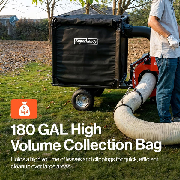 SuperHandy Towable Leaf and Lawn Vacuum – 180 Gal Collection, 15HP Ele ...