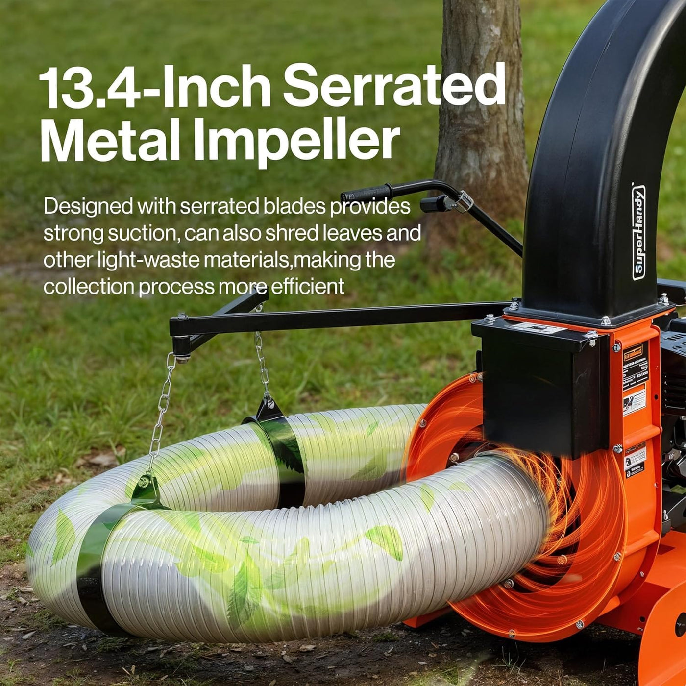 SuperHandy Truck Loader Leaf Vacuum – 15HP Electric Start Engine, Serr ...